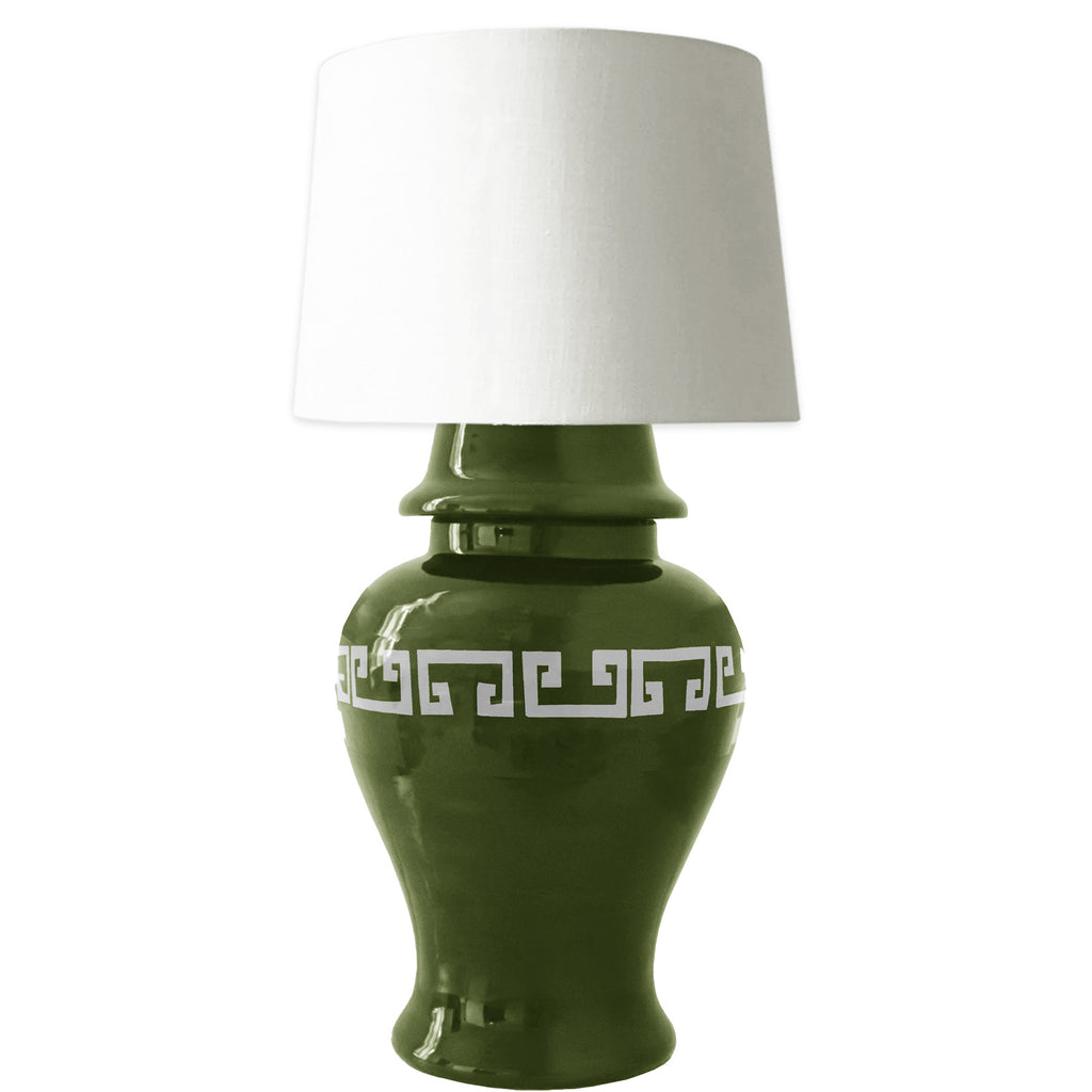 Moss Green Greek Key Ginger Jar Lamp – Lo Home